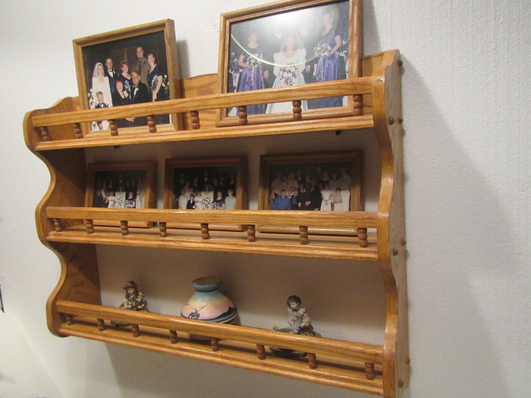 Oak Shelf With Plate Rails, Collectible Shelf , Hangs on Wall , Rack ...