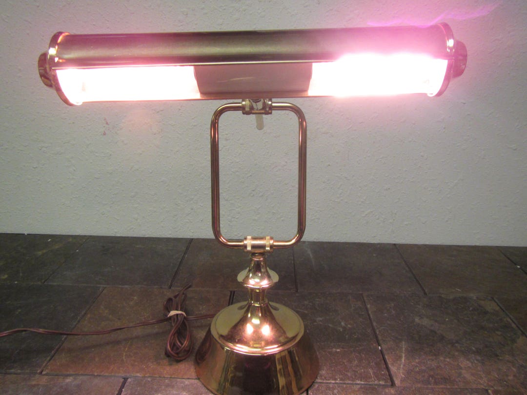 Brass 2 Bulb DESK LAMP , Piano Lamp, 2 Bulb Table Light , Adjustable ...