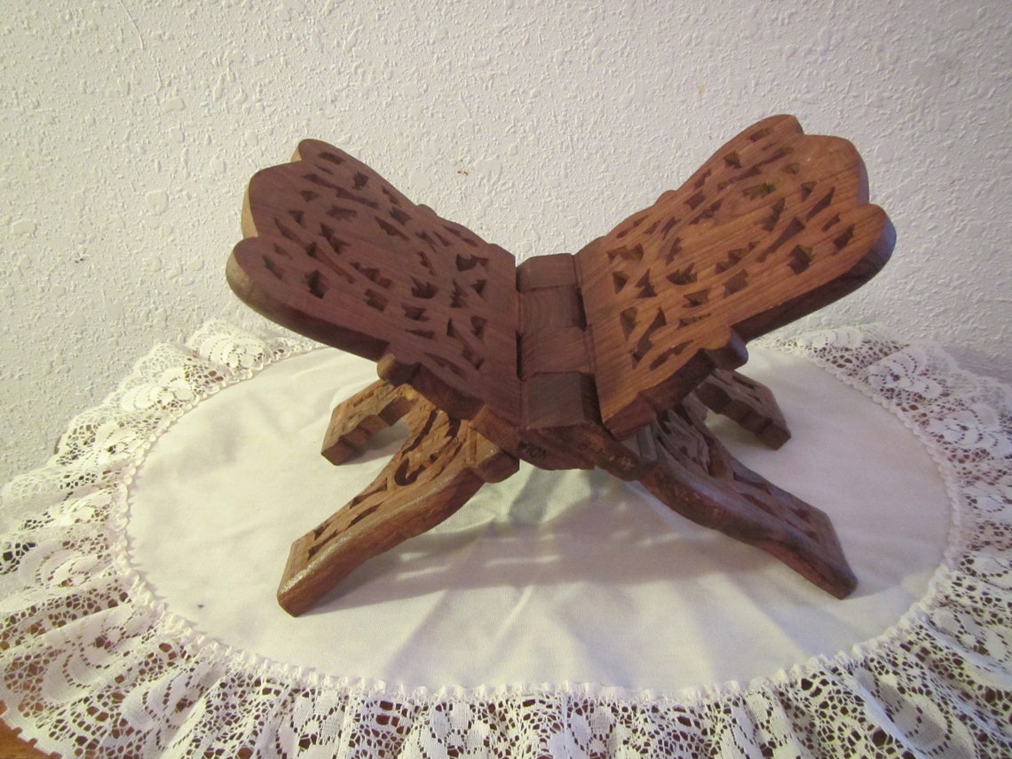 Carved Wood Book Rest, Folding Book Rest, Holds Books Open, Cook Book ...