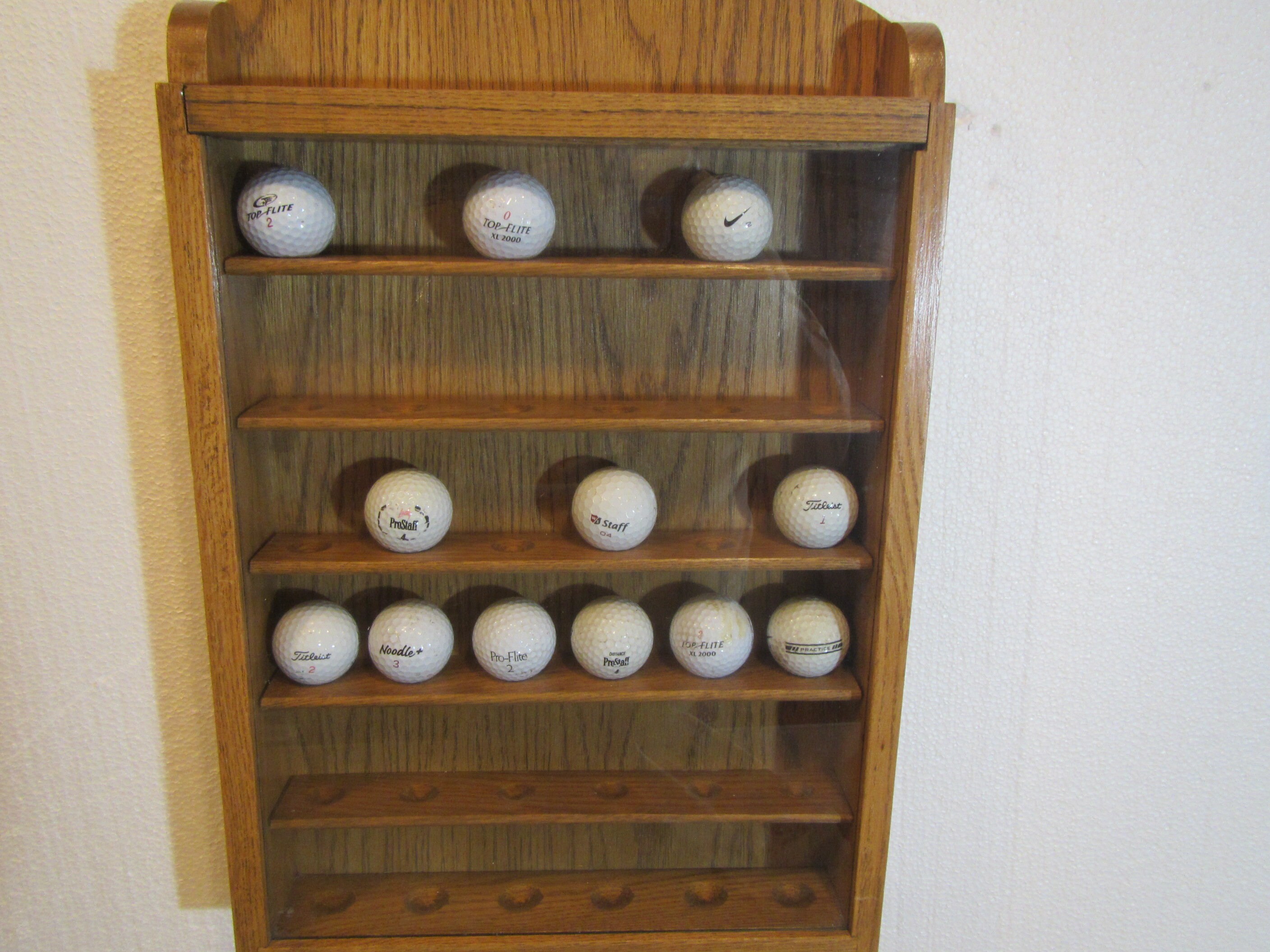 Wood GOLF BALL Display Shelf With Glass Front Golf Ball Rack | Etsy