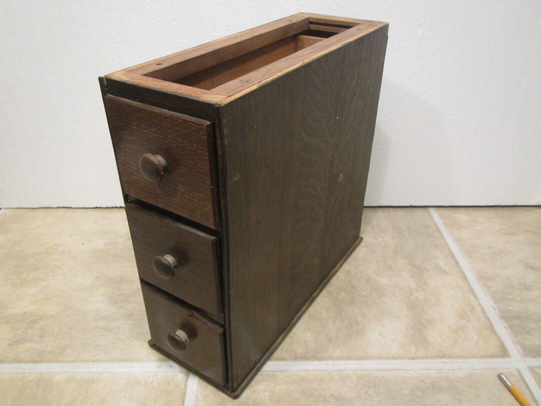 Set of 3 Wood Sewing Machine Drawers in Frame , Treadle Sewing Machine ...