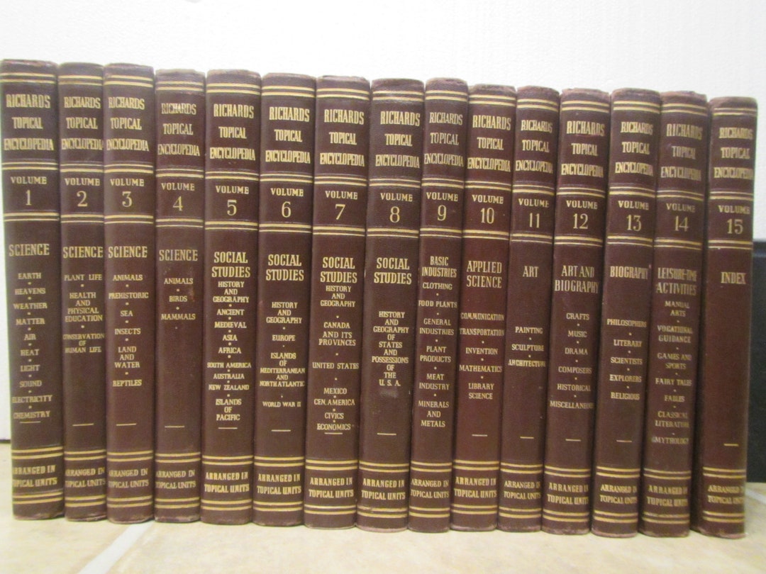 1951 Richards Topical Encyclopedia 15 Volume Complete Set , Illustrated ...