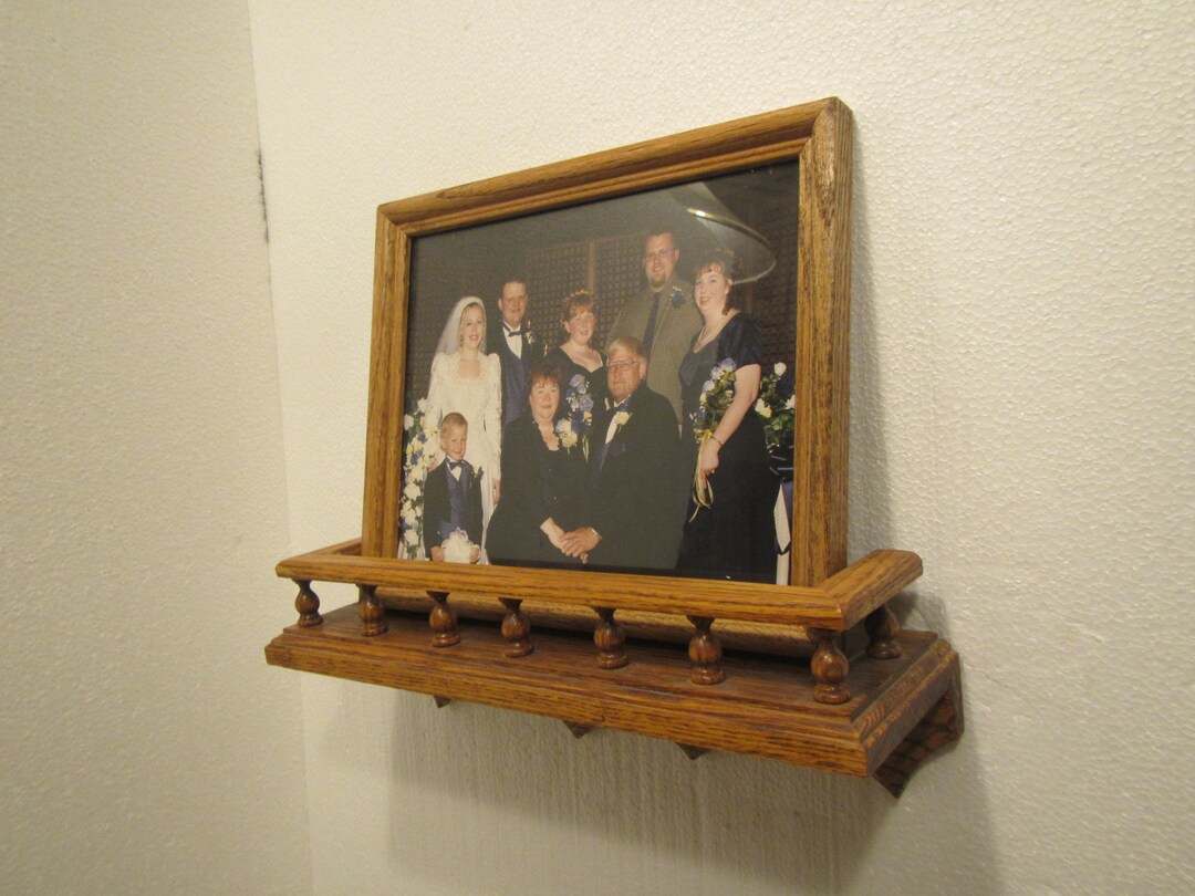 13 1/2 Inch Oak Wall Shelf With Plate Rail and Groove, Plate Shelf ...
