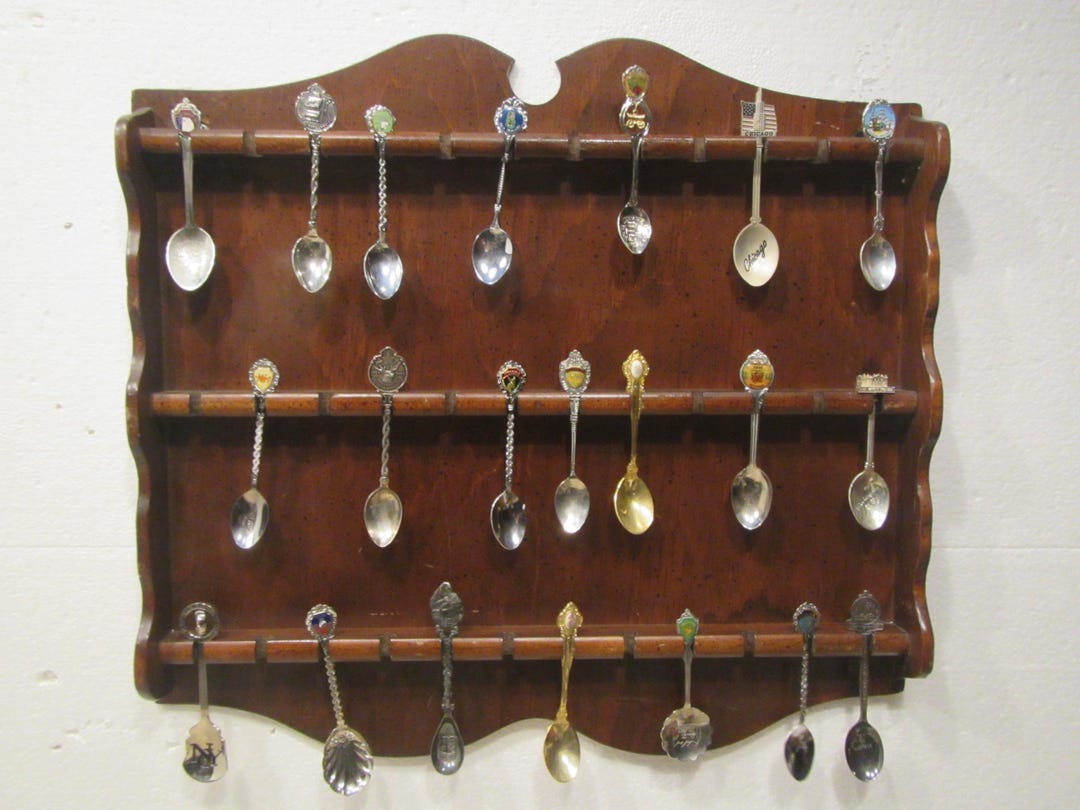 Vintage Wood 36 Spoon Rack, Spoon Shelf ** Wall Spoon Rack ** 36 Spoon ...