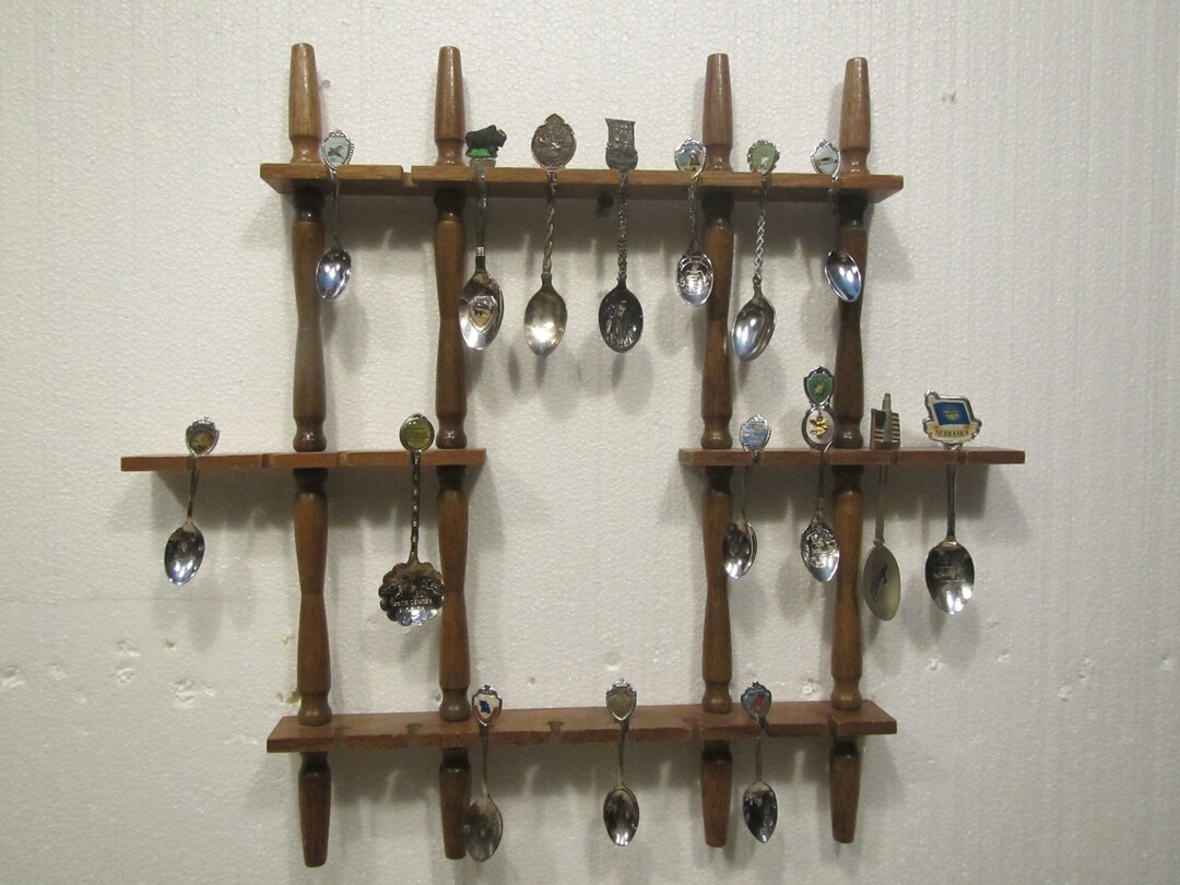 Wood 24 Spoon Rack, Spoon Shelf ** Wood Wall Spoon Rack, ** 24 Spoon ...