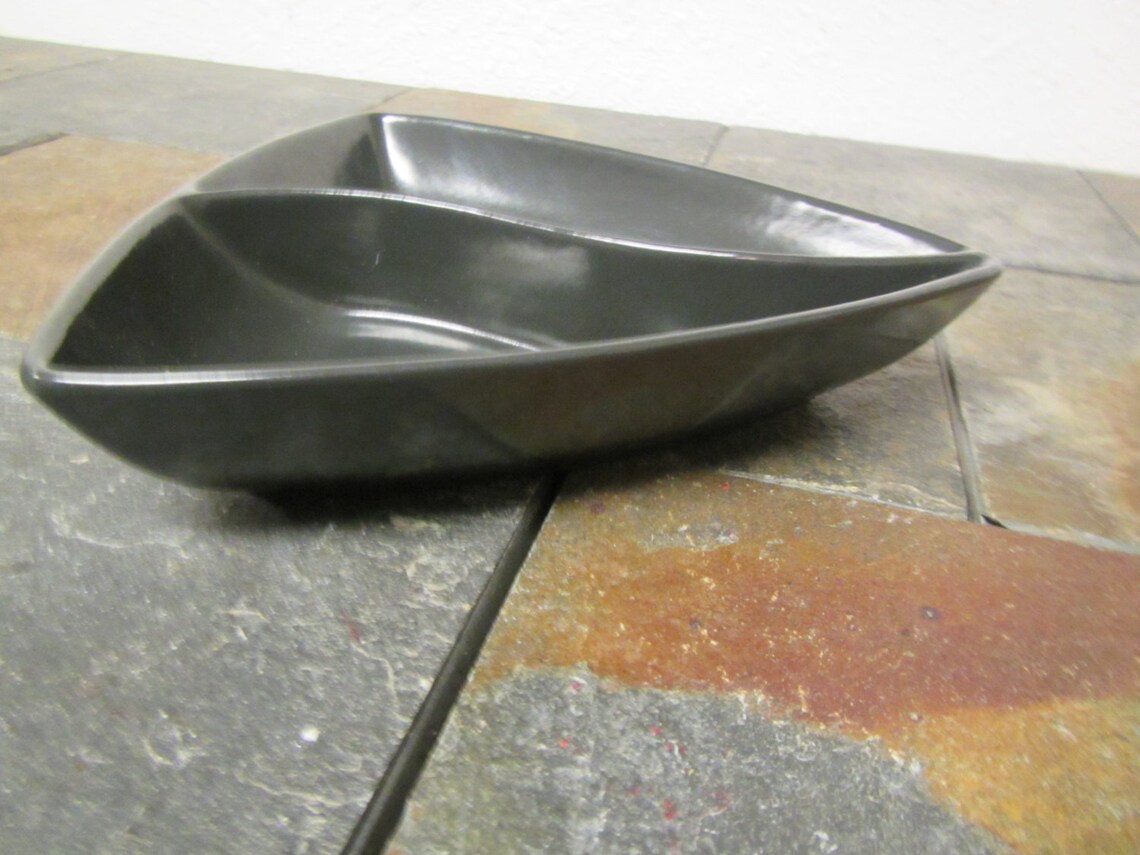 Vintage Black CERAMIC DIVIDED DISH : 2 Section Serving Dish ,plate ...
