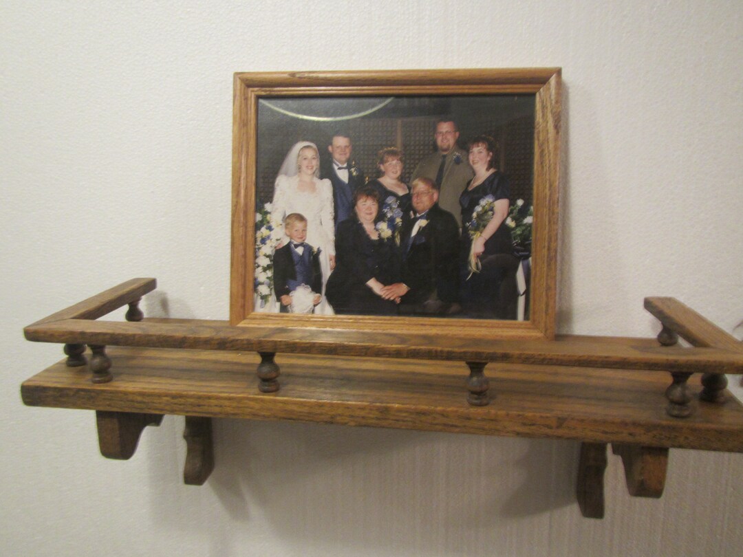 20 Inch Oak Wall Shelf With Plate Rail, Cup & Saucer Shelf, Wood Shelf ...