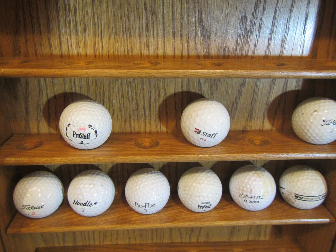 Wood GOLF BALL Display Shelf With Glass Front Golf Ball Rack - Etsy