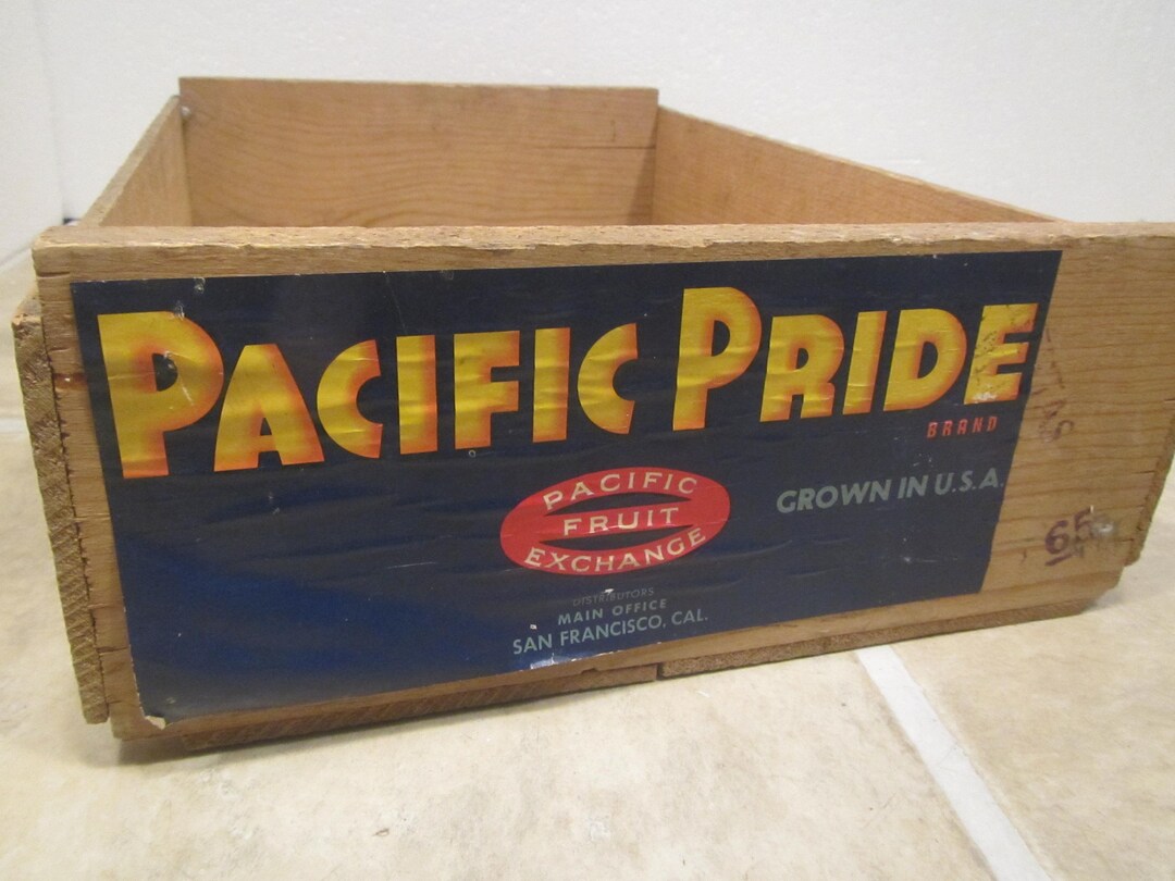 Pacific Pride Fruit Crate, Fruit Crate, Wood Produce Box , , Wood Fruit ...