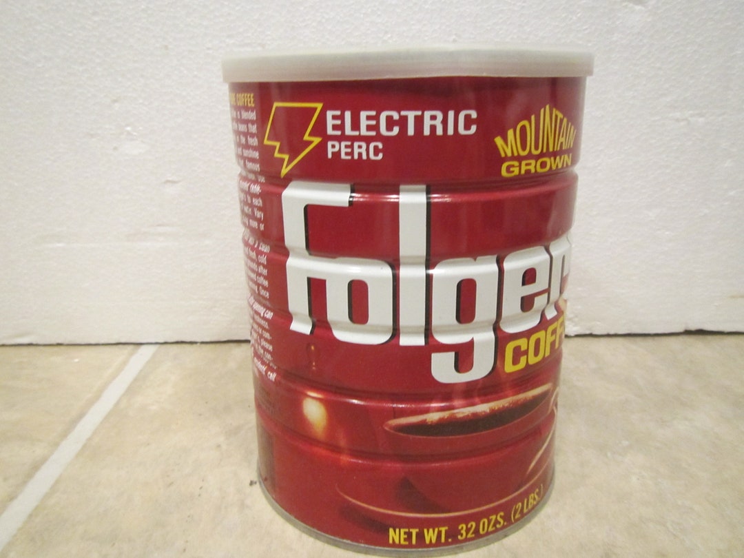 FOLGERS COFFEE Can* 32 Oz. Electric Perc Tin , Mountain Grown * 2 Pound ...