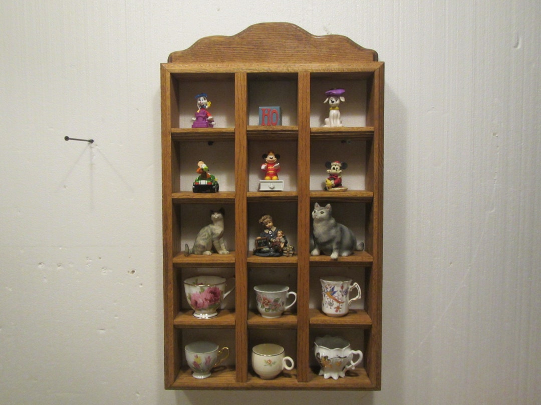 15 Section Oak Shadow Box Shelf, Wood Wall Shelf, Horizontal Shelf ...