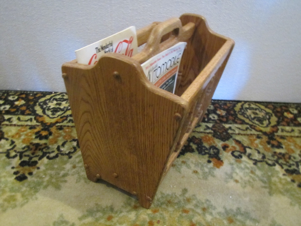 Oak Magazine Rack Wood magazine Stand oak magazine | Etsy
