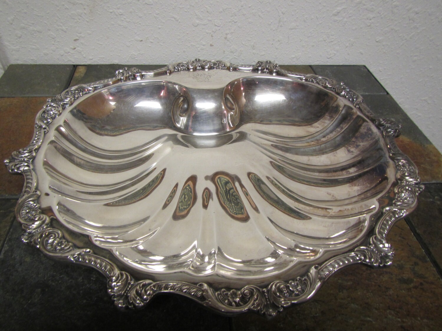 Vintage large SILVERPLATE CLAM shaped Serving Dish with 3 | Etsy