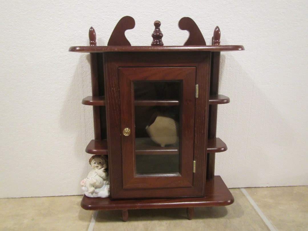 Universal Wood Curio Shelf With Glass Door** Wall Display Shelf ,table ...
