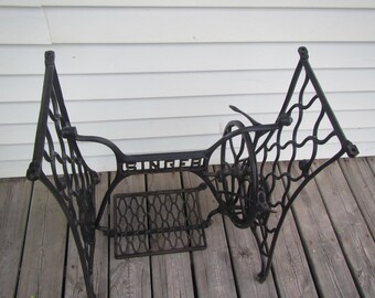 Antique Singer Treadle Sewing Machine Base, Industrial Look Table Base ...