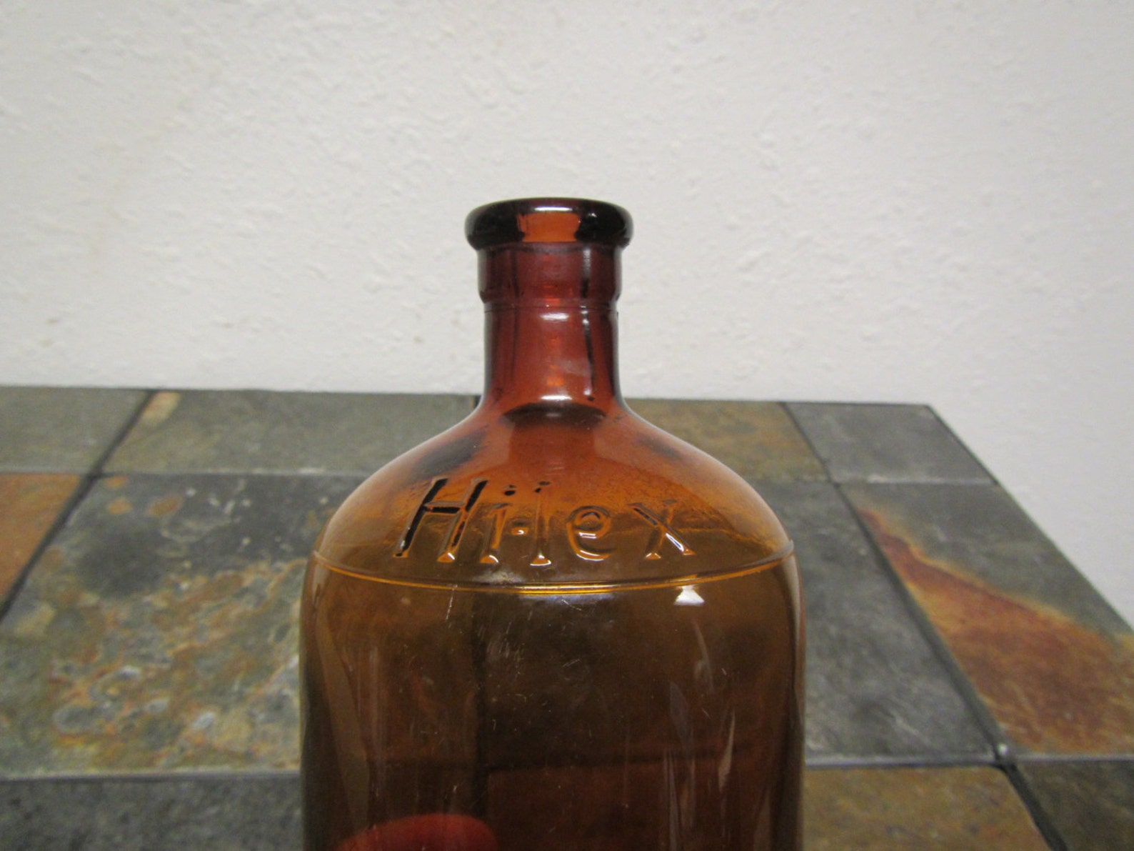 Vintage Brown GLASS HI-LEX Bottle . Uses Push in Stopper Instead of a ...