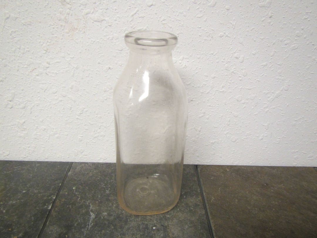 Vintage Quart Glass Milk Bottle , 4 Sided Bottle Quart Milk Container ...