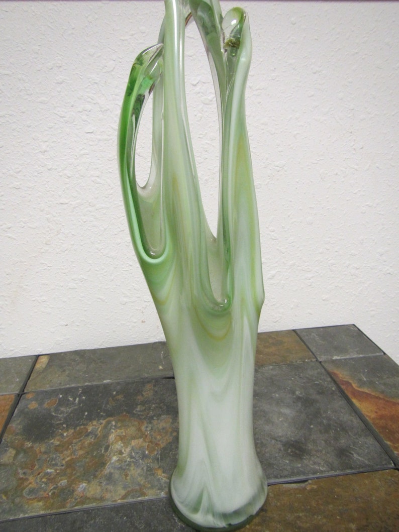 Vintage Chipped Unique Hand Blown STRETCH GLASS ART Vase - Etsy