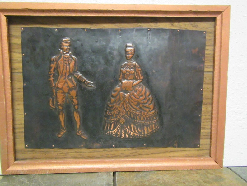Vintage 3D Copper Art A GENTLEMAN and A LADY - Etsy