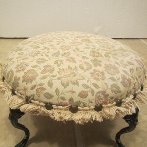Vintage Round 4 Legged Tan Foot Stool , 4 Cast Iron Legs Stool ...