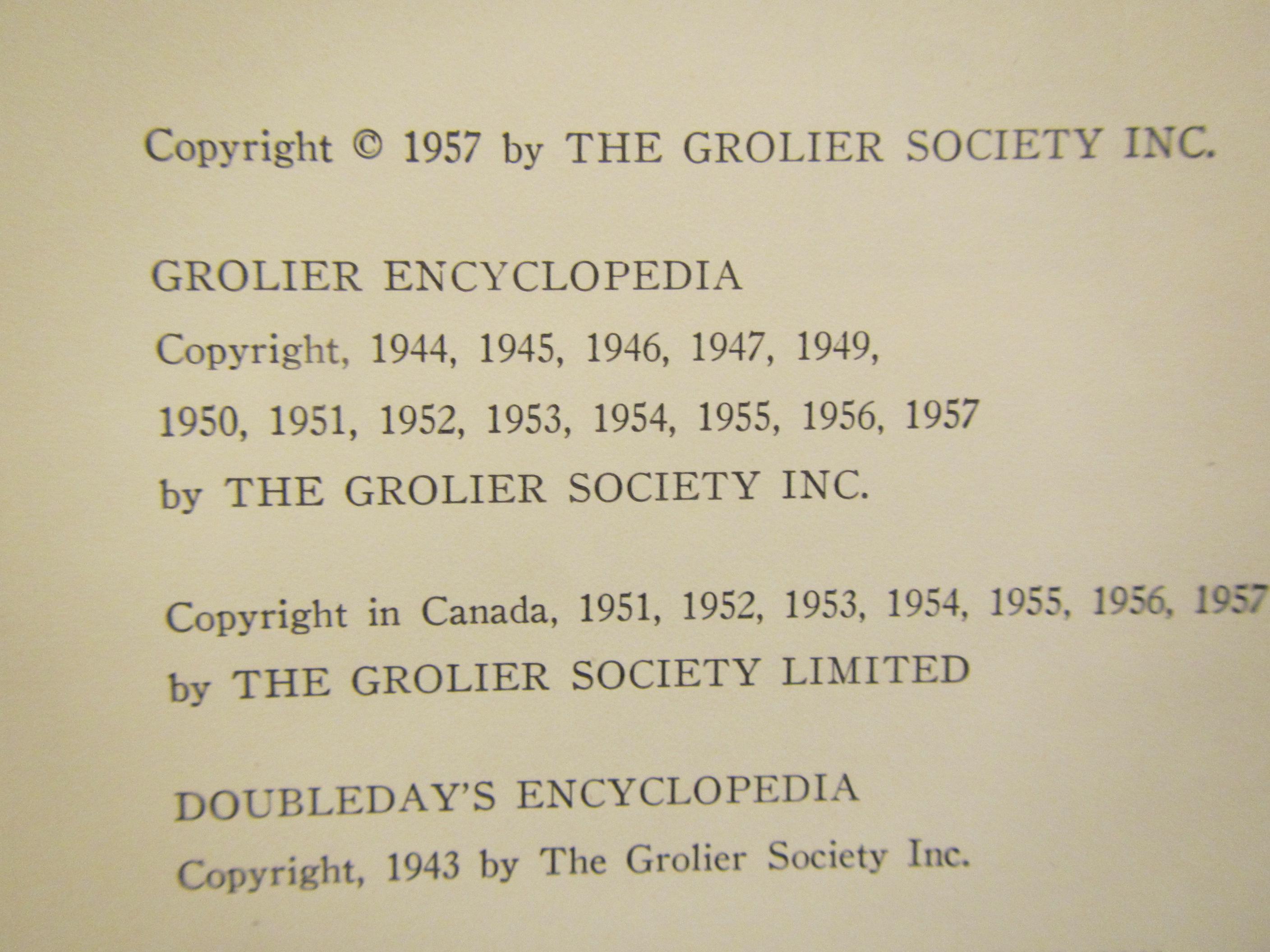 1957 Grolier Encyclopedia 20 Volume Complete Set, * Grolier Society ...