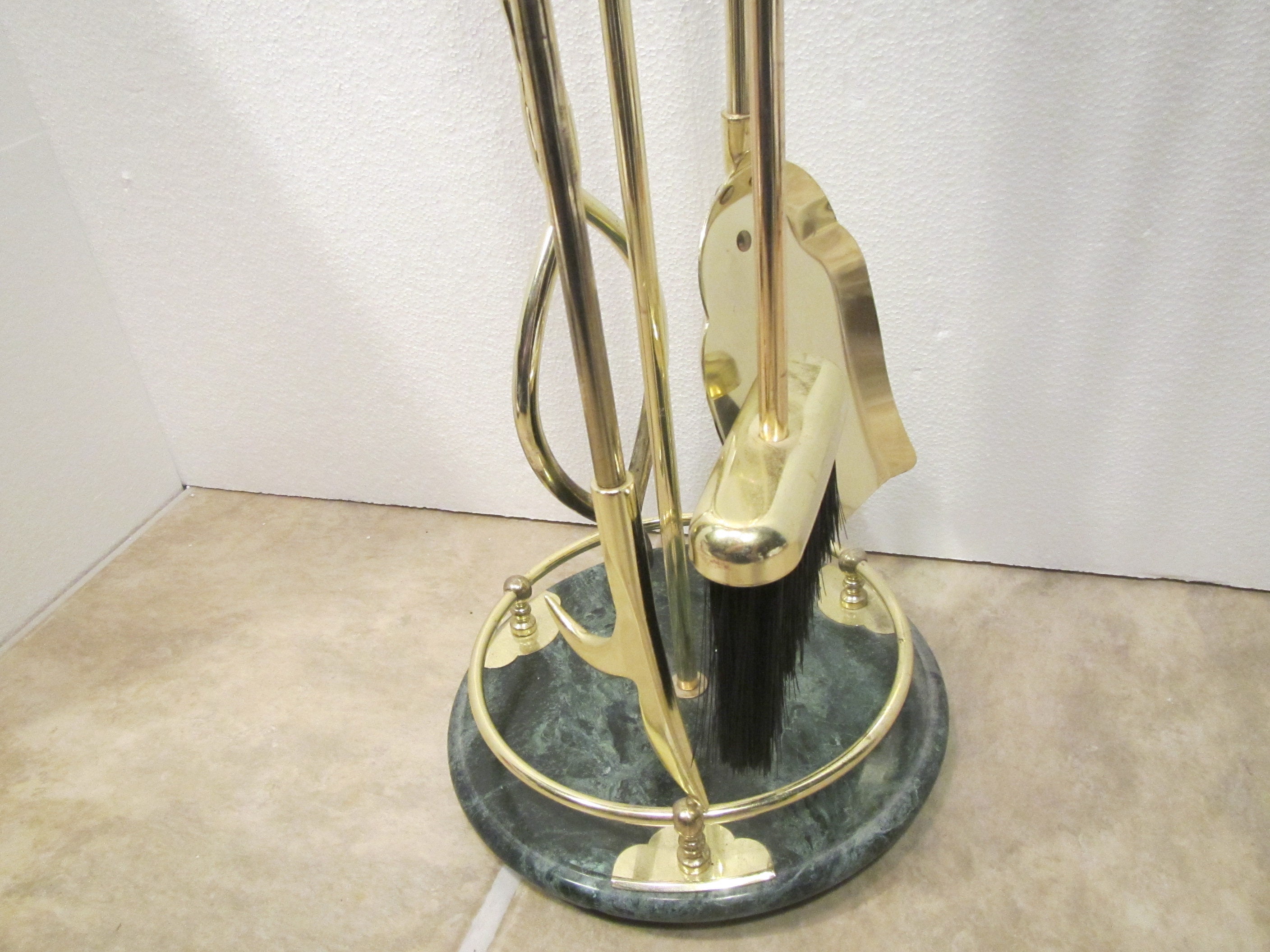 Brass and Green Marble Handle FIREPLACE TOOL SET Shovel | Etsy