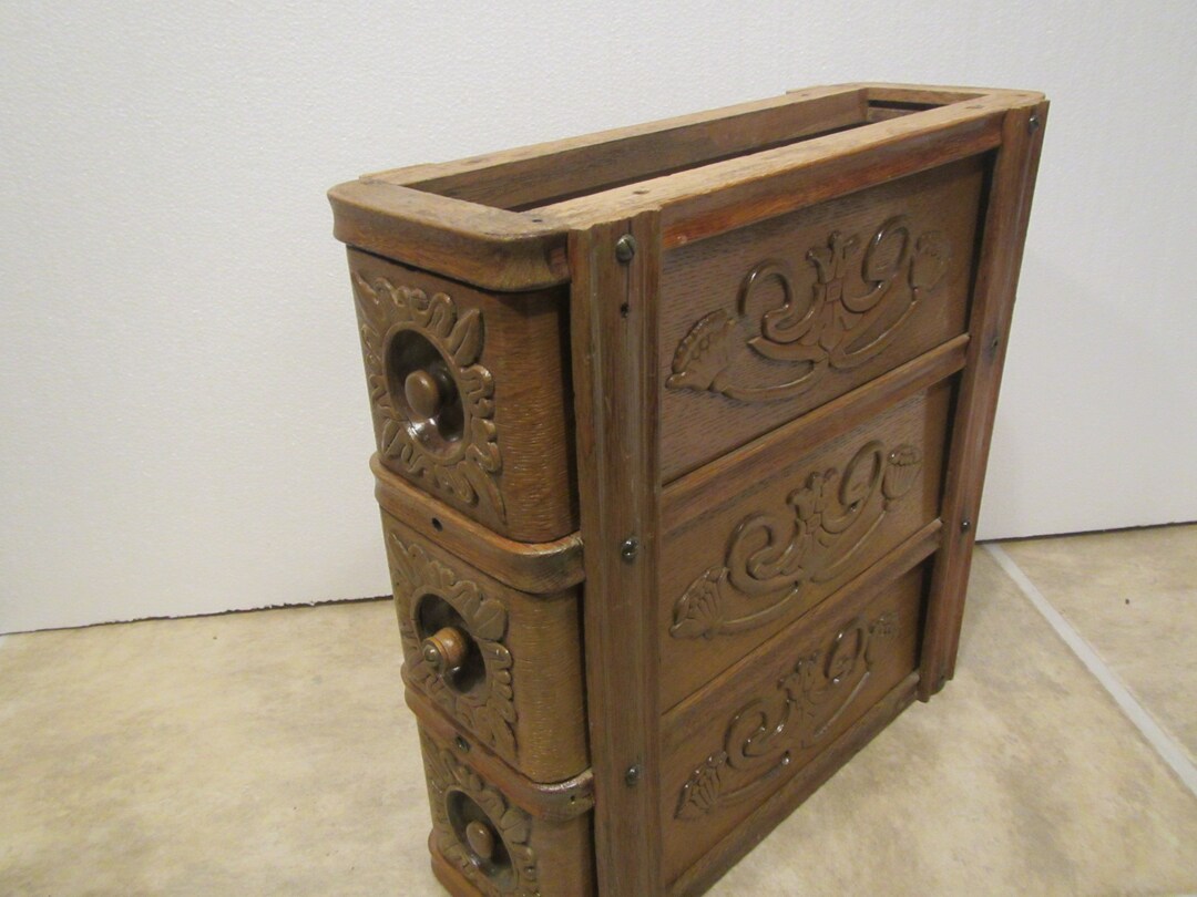 Set of 3 Decorative Wood Right Side Sewing Machine Drawers in Frame ...