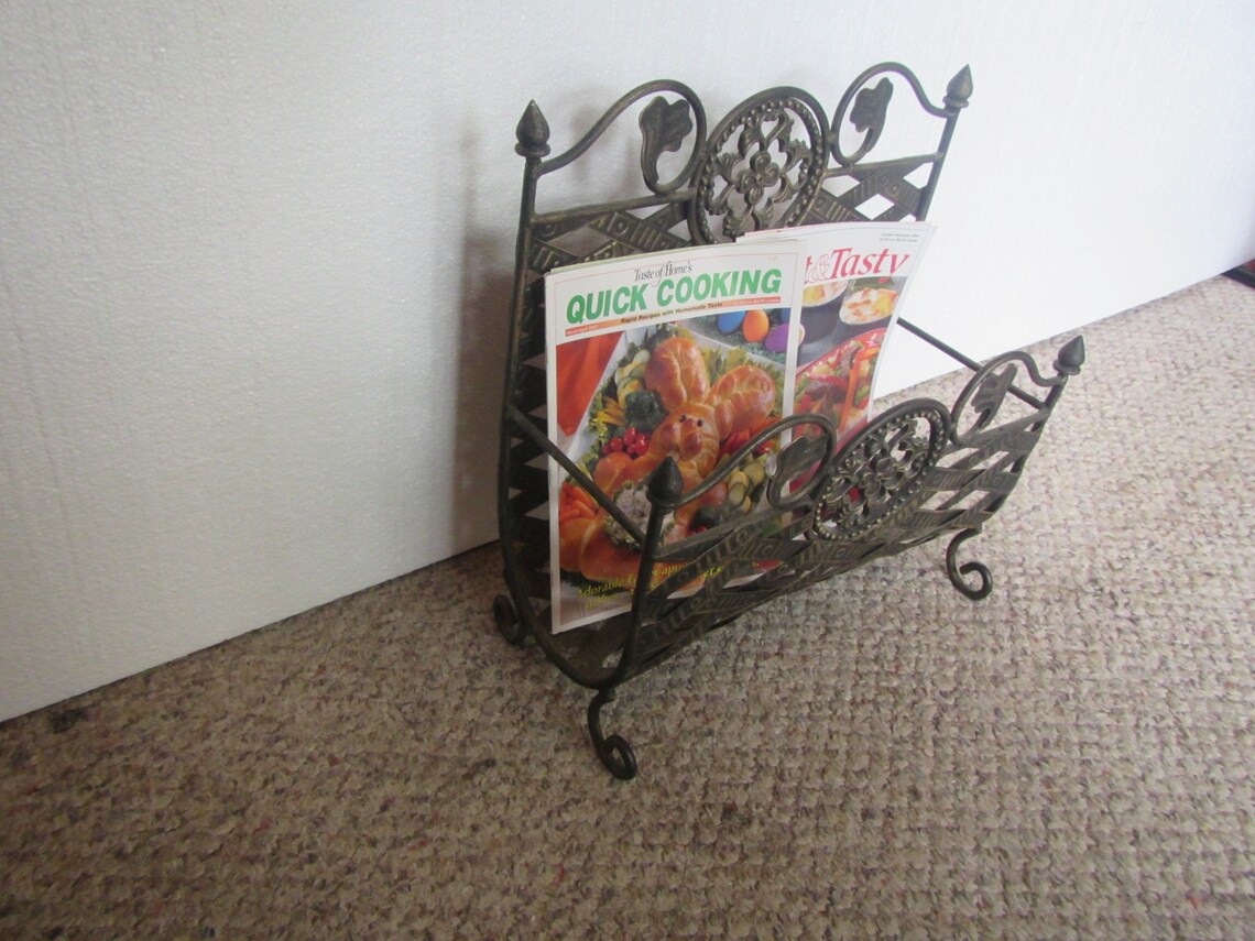 Decorative Woven Metal Magazine Rack Antique Look Magazine | Etsy