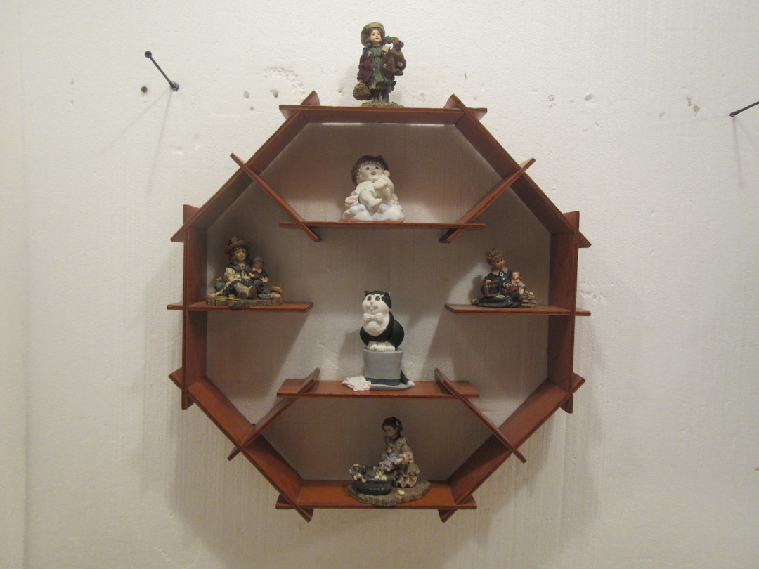 8 Sided Wood Shadow Box Shelf , Octagonal Shape ,6 Shelves for ...