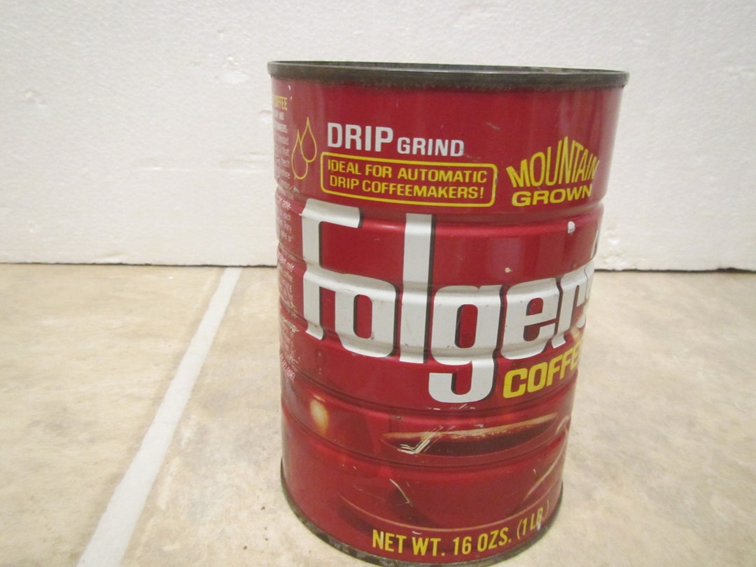 FOLGERS COFFEE Can 16 Oz. Drip Grind Tin , Mountain Grown 1 Pound Good ...