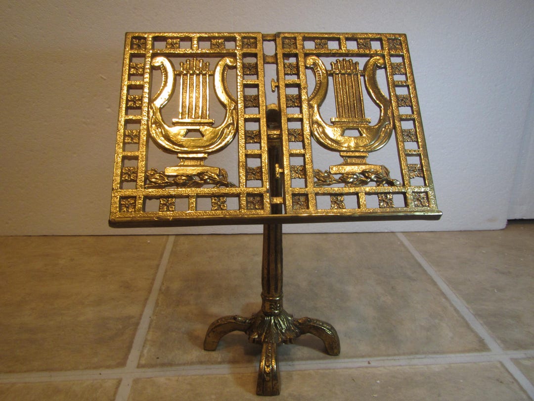 Vintage BRASS Music Stand , Table Top Book Stand, Photo Stand, 13 ...