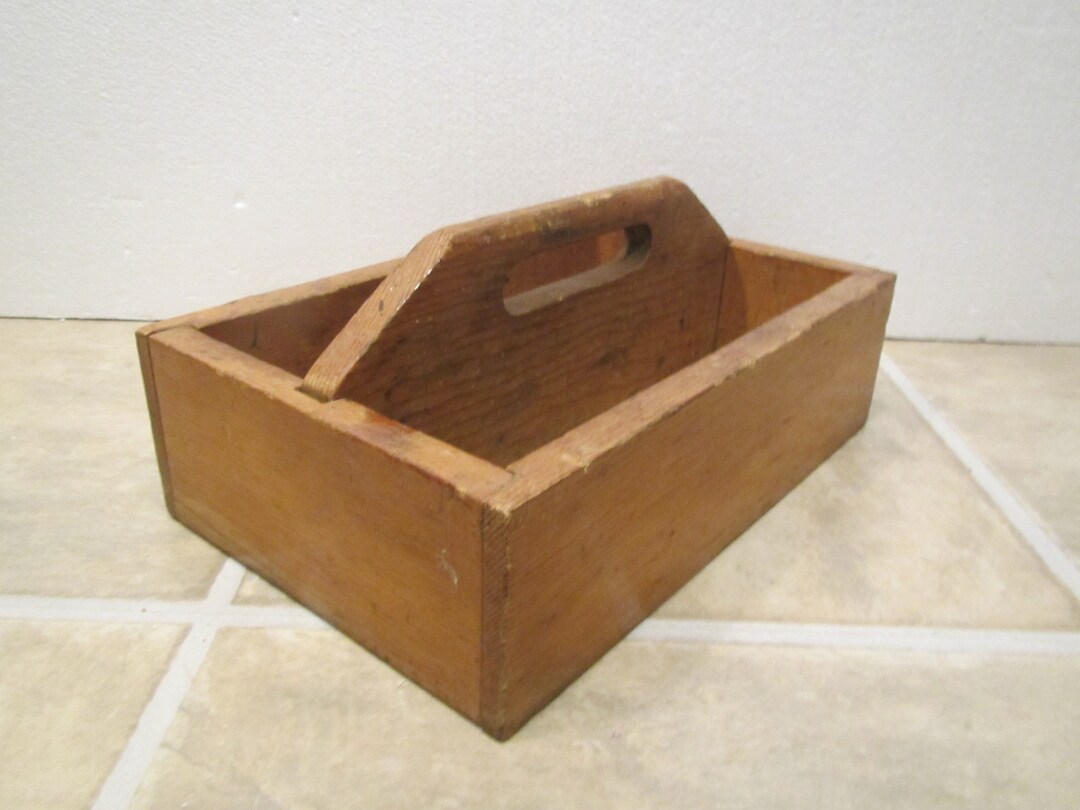 Old Hand Made Wooden Tool Caddy , Tool Box , Box , Older Rustic Patina ...