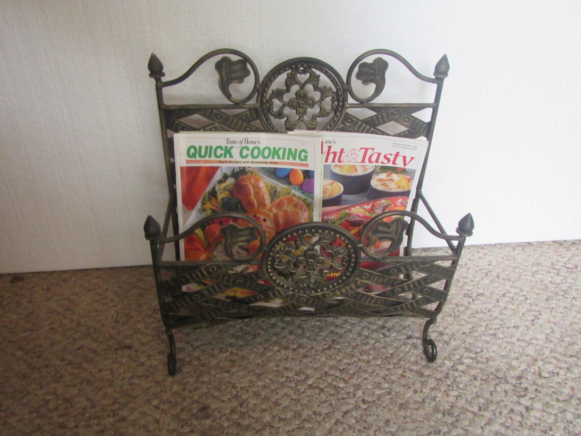 Decorative Woven Metal Magazine Rack Antique Look Magazine | Etsy