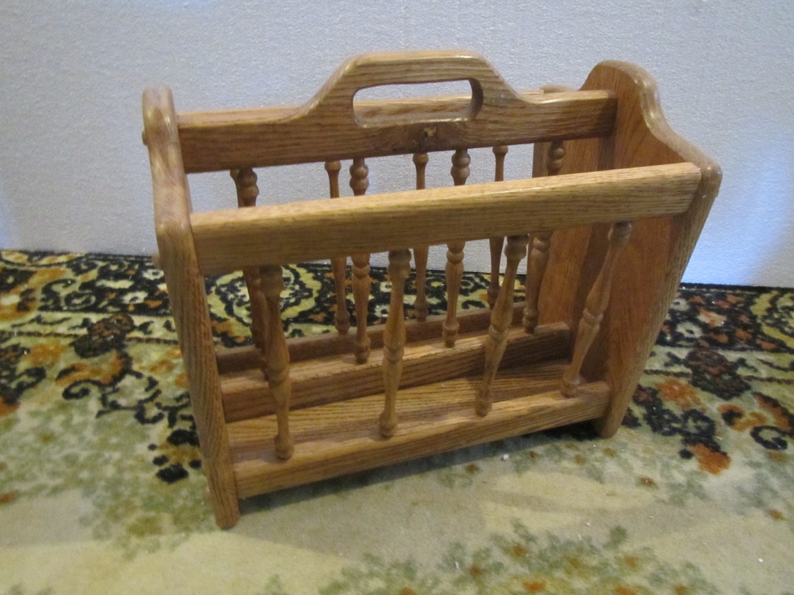 Oak Magazine Rack Wood magazine Stand oak magazine | Etsy