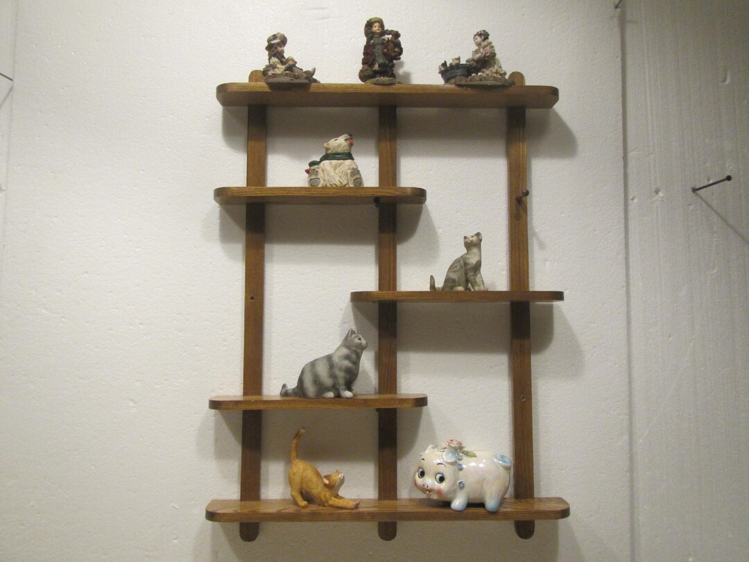 Vintage Oak Wall Shelf, Display Shelf, Collectible Shelf, Nick Knack ...