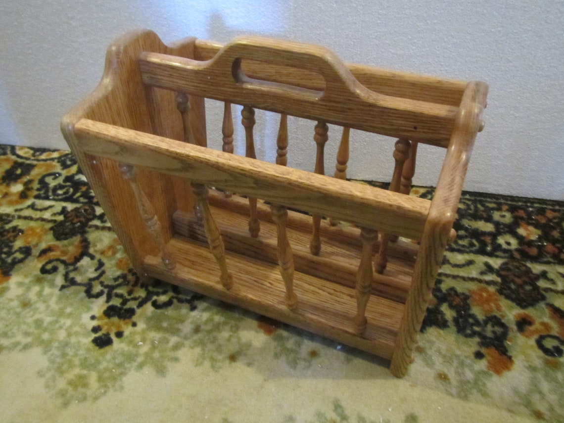 Oak Magazine Rack Wood magazine Stand oak magazine | Etsy