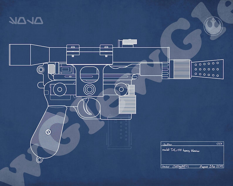 Star Wars Han Solo's Blaster Blueprint Poster. PRINT ONLY - Etsy