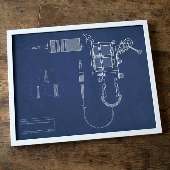 Tattoo Machine Blueprint Poster PRINT ONLY | Etsy