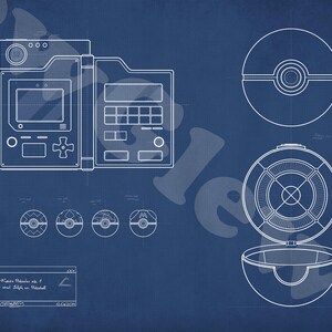 Buy Pokemon Pokedex Pokeballs Blueprint Poster. PRINT ONLY Online in ...