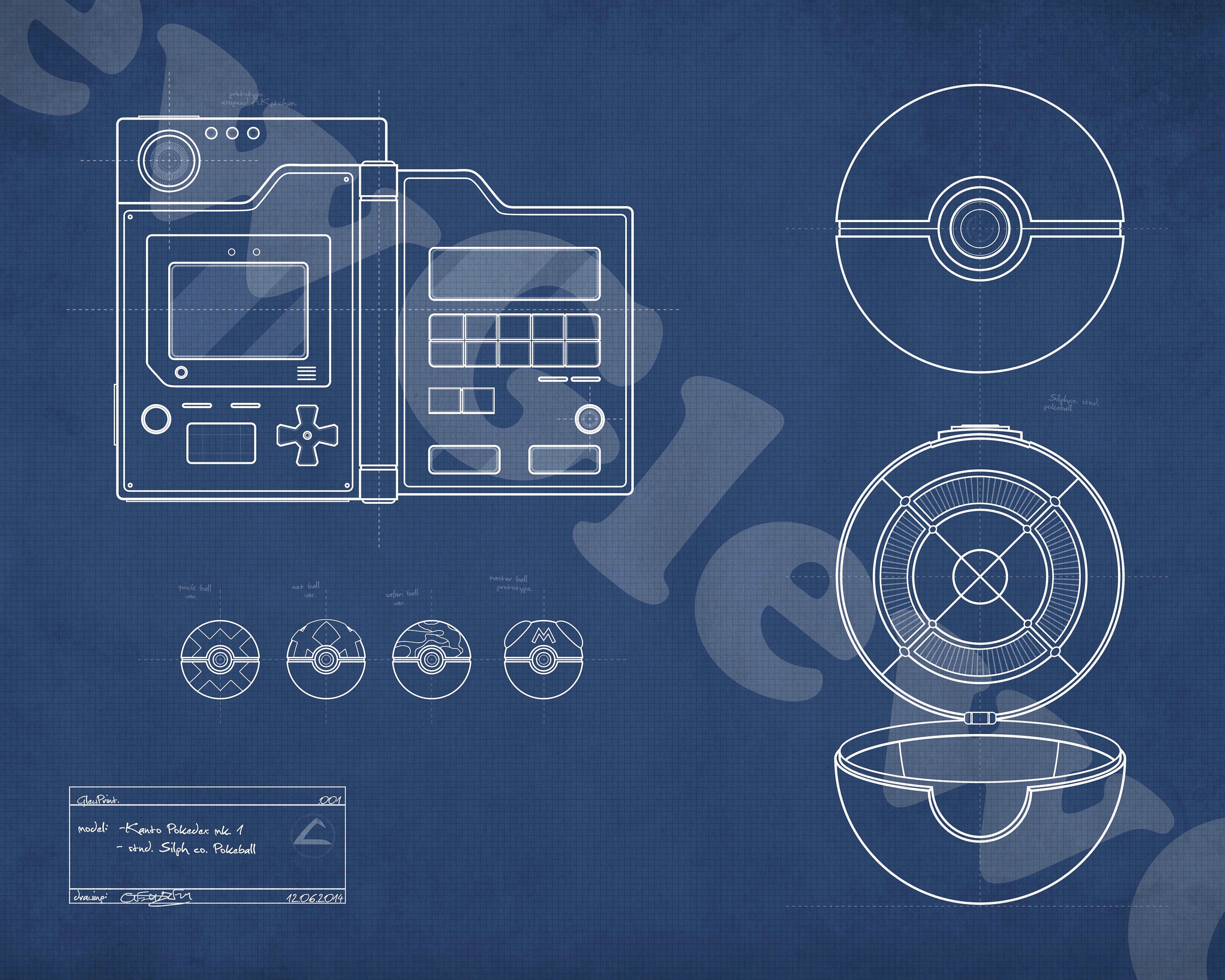Pokemon Pokedex Pokeballs Blueprint Poster. PRINT ONLY - Etsy