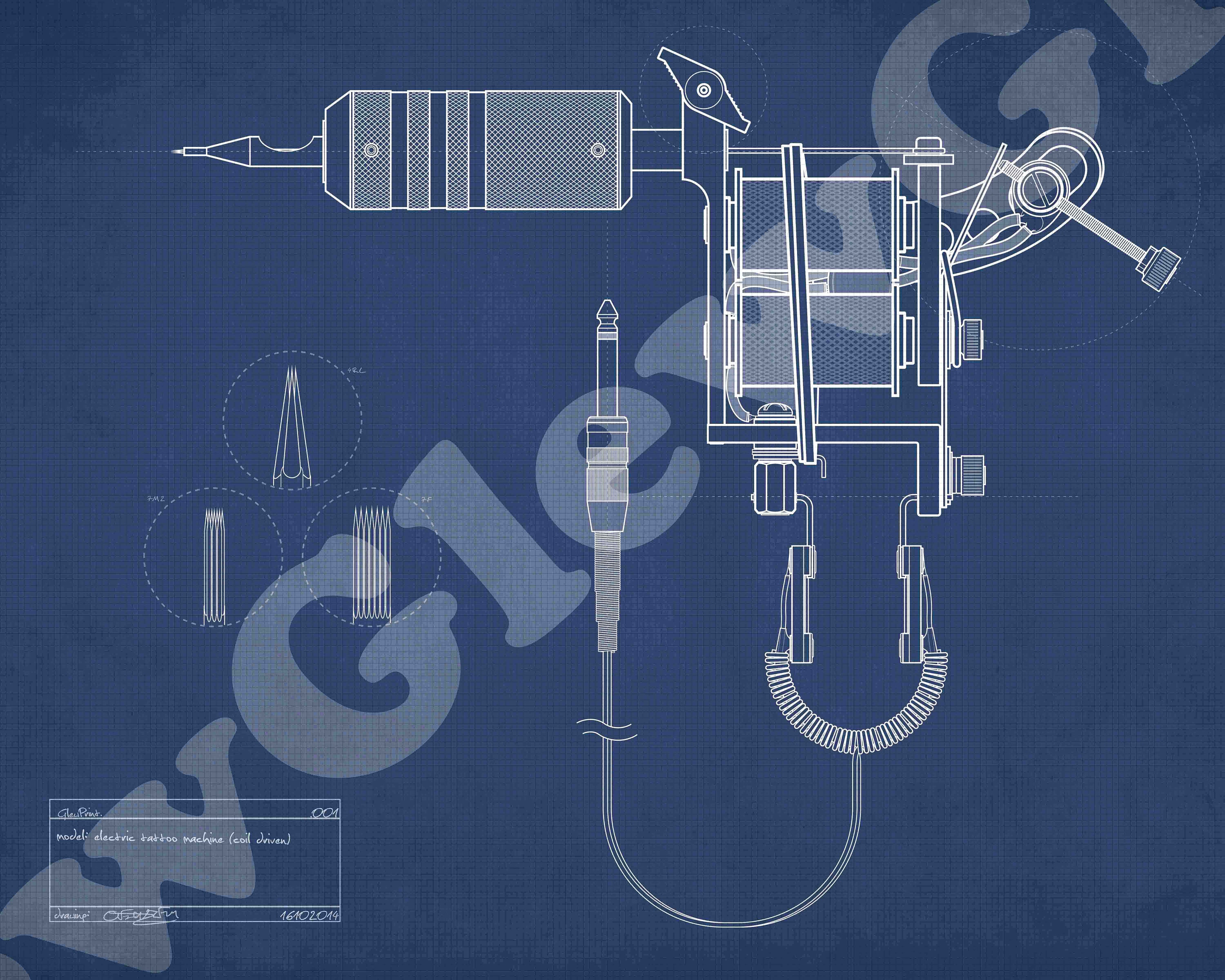Tattoo Machine Blueprint Poster PRINT ONLY - Etsy