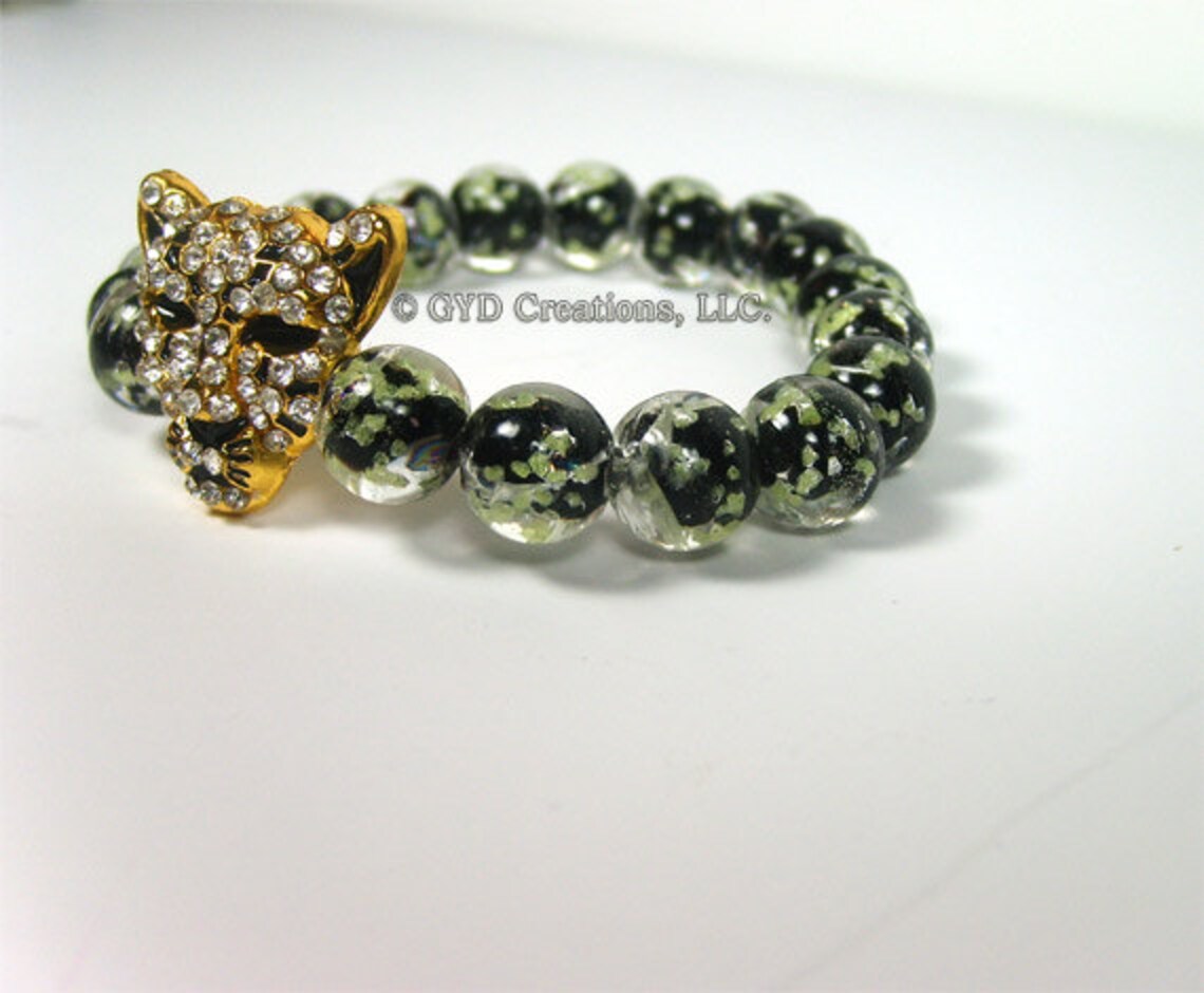 Roaring Leopard Gold and Black Rhinestone Leopard Stretch - Etsy