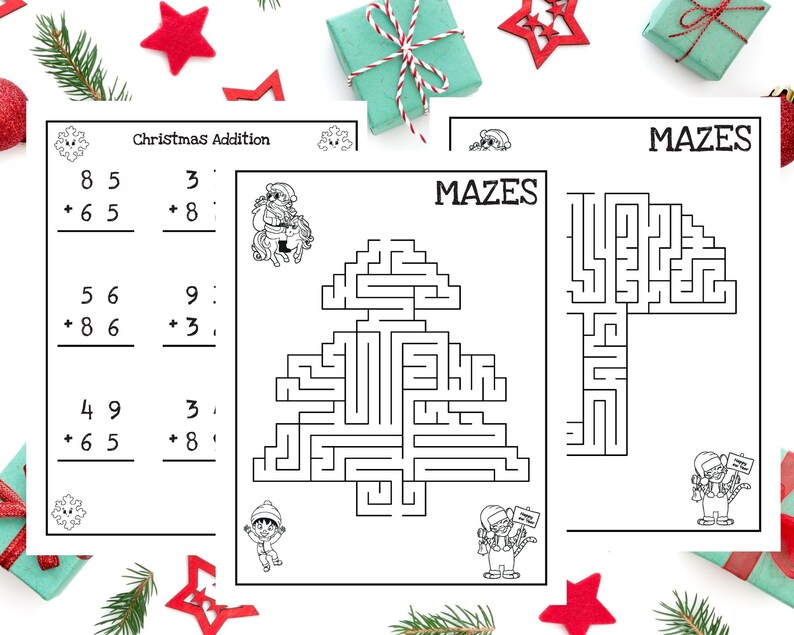 Christmas Activity Book, Christmas Activity Pages for Kids, Christmas ...