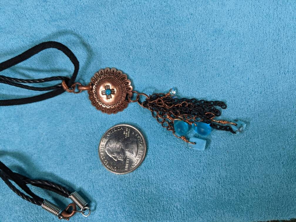 N003 Southwestern Influence Necklace in Copper and Turquoise - Etsy