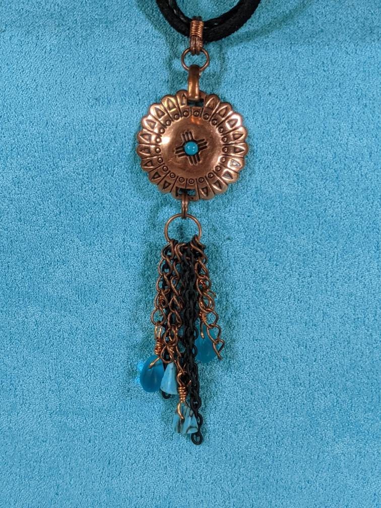 N003 Southwestern Influence Necklace in Copper and Turquoise - Etsy