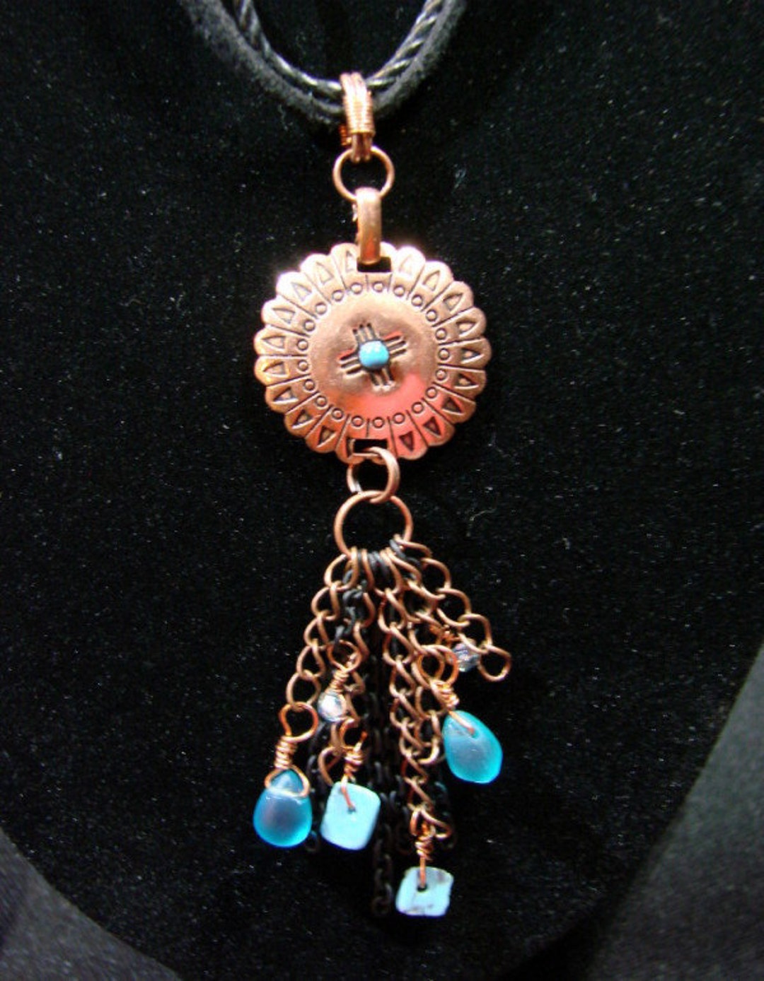 N003 Southwestern Influence Necklace in Copper and Turquoise - Etsy