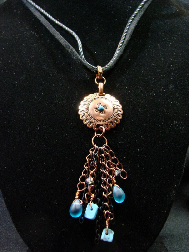 N003 Southwestern Influence Necklace in Copper and Turquoise - Etsy