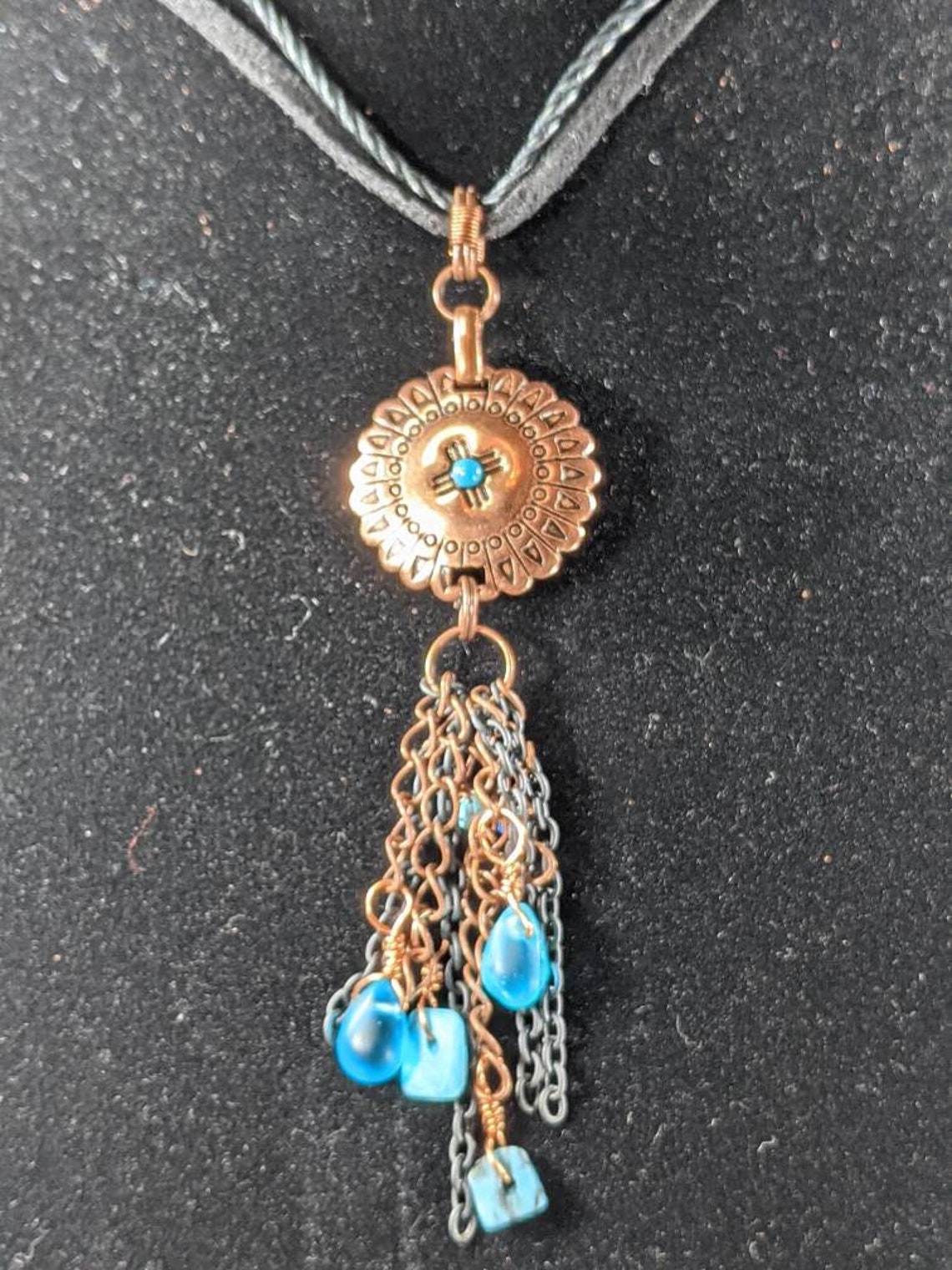 N003 Southwestern Influence Necklace in Copper and Turquoise - Etsy