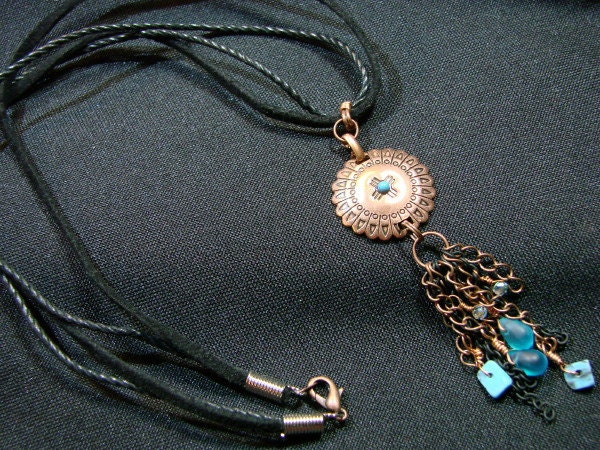 N003 Southwestern Influence Necklace in Copper and Turquoise - Etsy