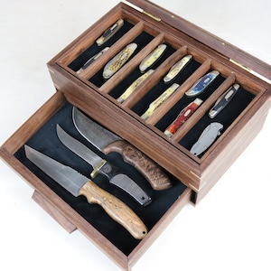 Knife Display Case With a Glass Top and Accessory Drawer Removeable ...